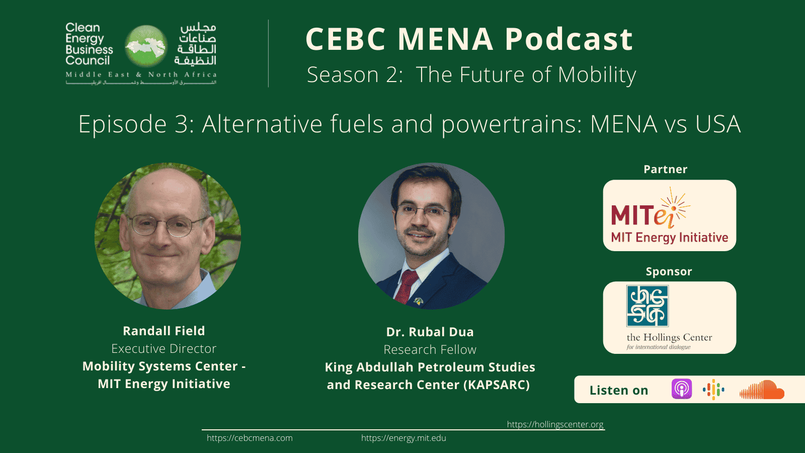 CEBC MENA Podcast: Alternative Fuels and Powertrains – MENA & USA - The Hollings Center