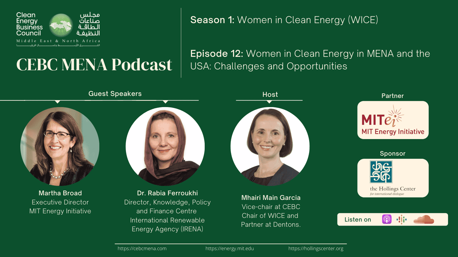 CEBC MENA Podcast: Women in Clean Energy in MENA & the USA - The Hollings Center